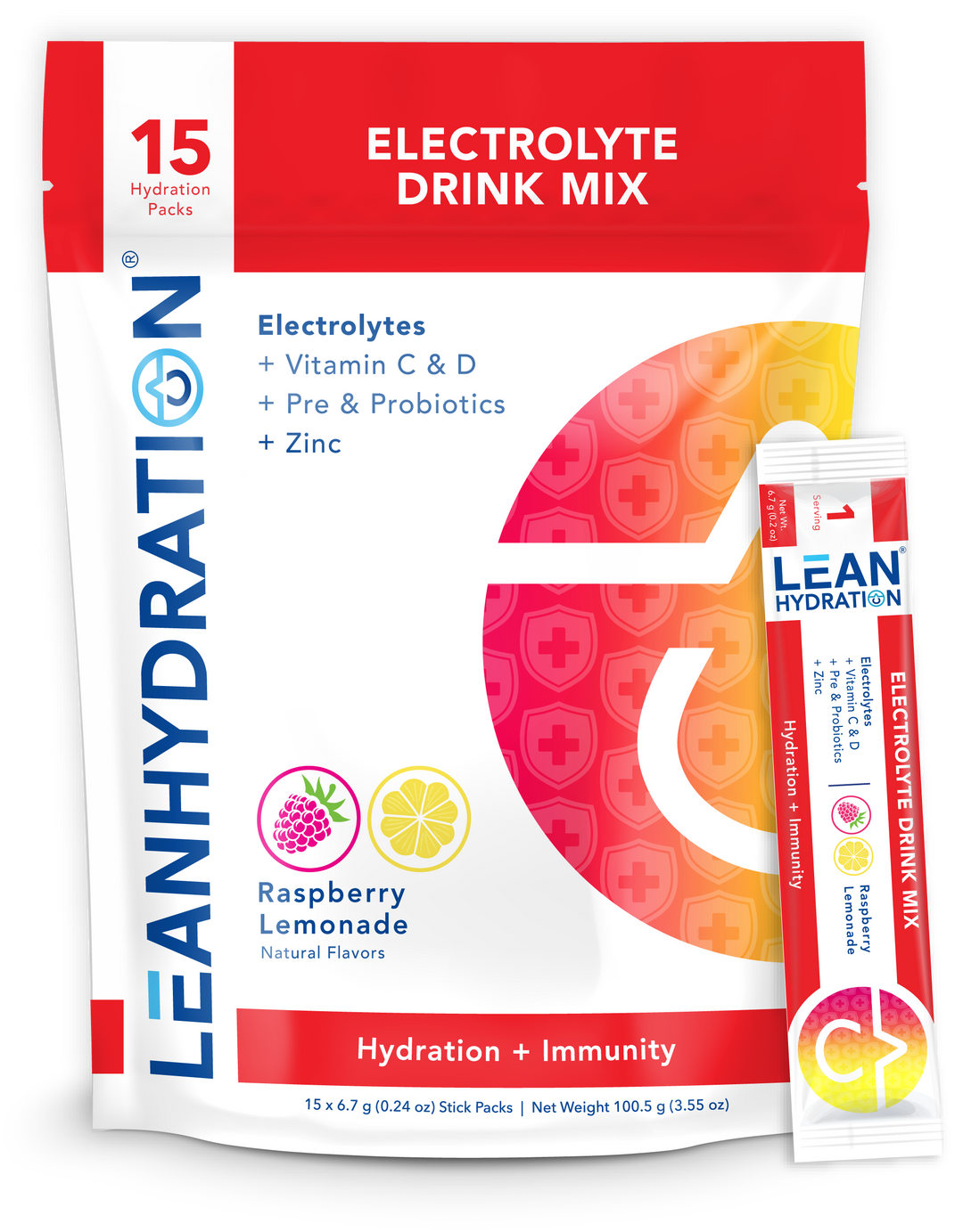 LEAN Hydration Natural Immunity Electrolyte Drink Mix 15 Servings