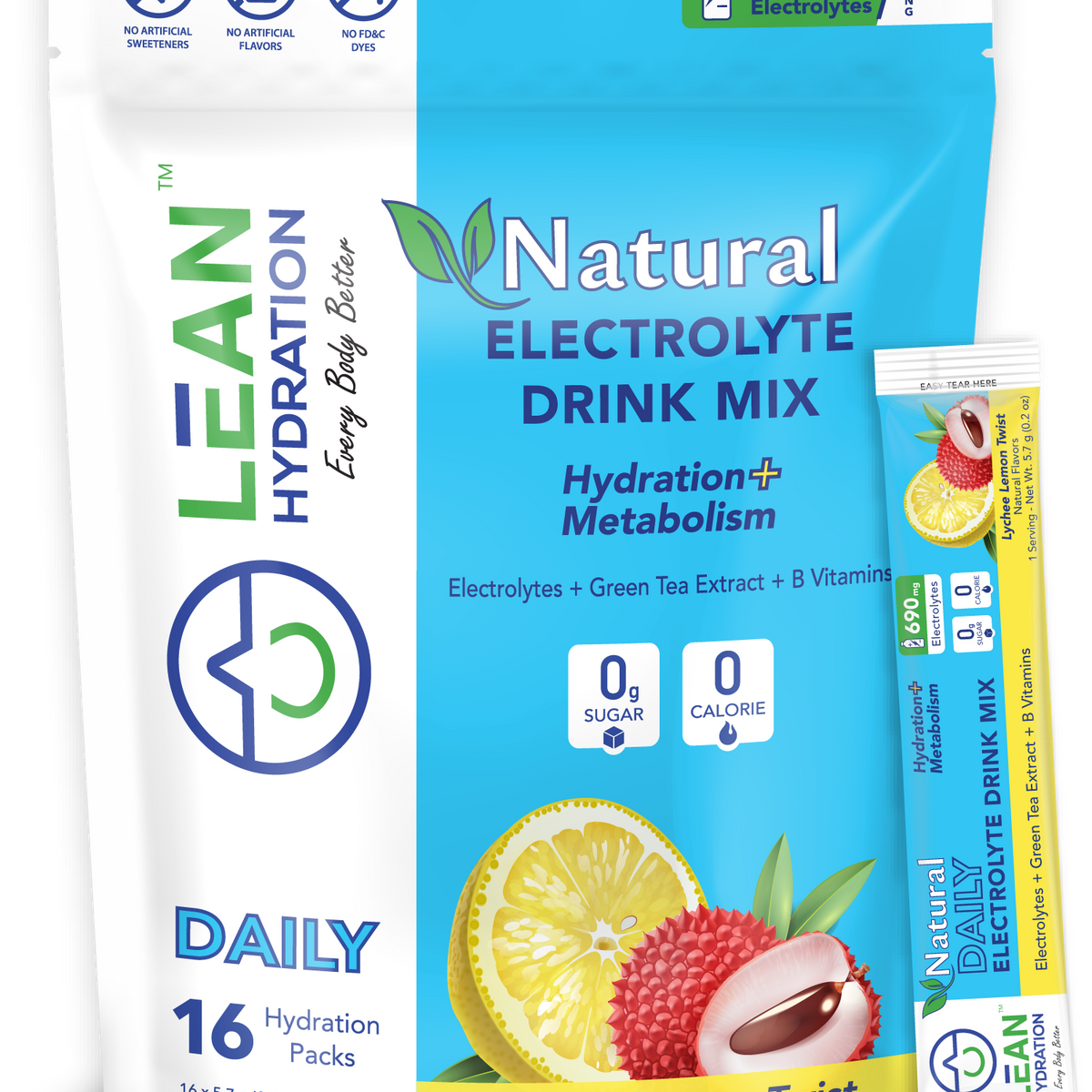 LEAN Hydration Natural Daily Electrolyte Drink Mix 16 Servings – LEAN Hydration®